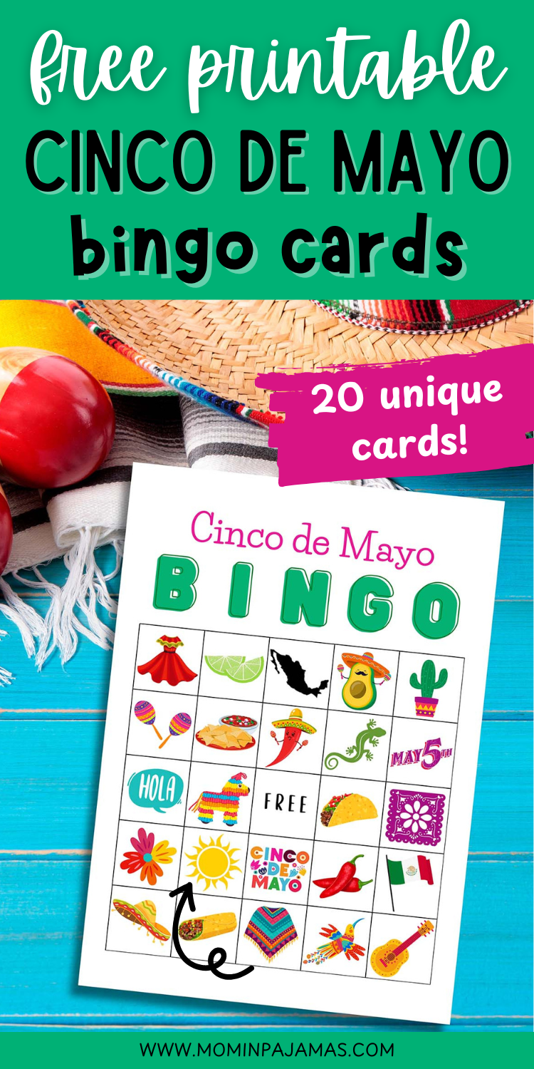 Free Printable Cinco de Mayo Bingo Game Cards - Mom in Pajamas