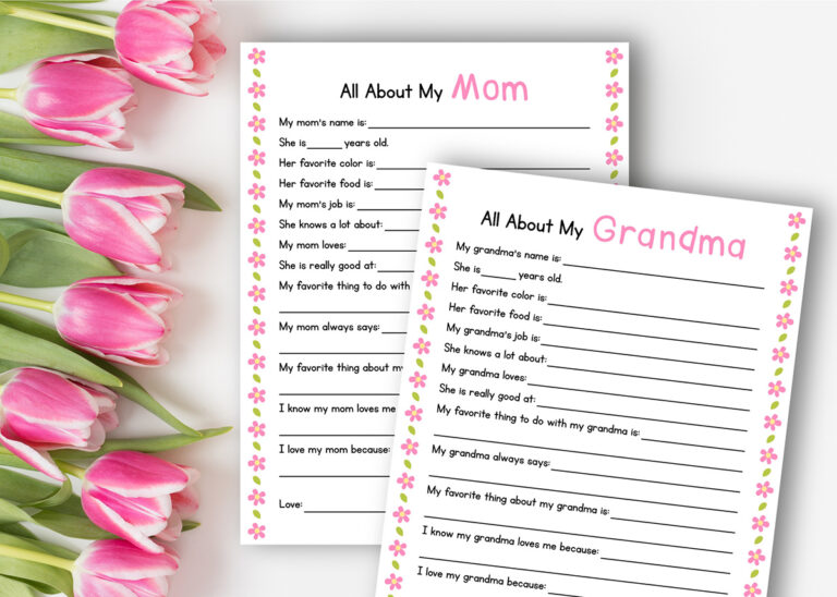 Free Mom & Grandma Questionnaires for Mother's Day - Mom in Pajamas