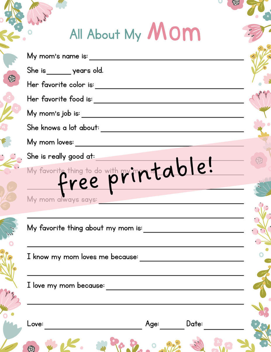 Free Mom & Grandma Questionnaires for Mother's Day - Mom in Pajamas