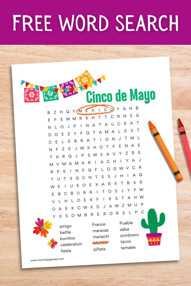 Free Printable Cinco de Mayo Word Search Puzzle - Mom in Pajamas